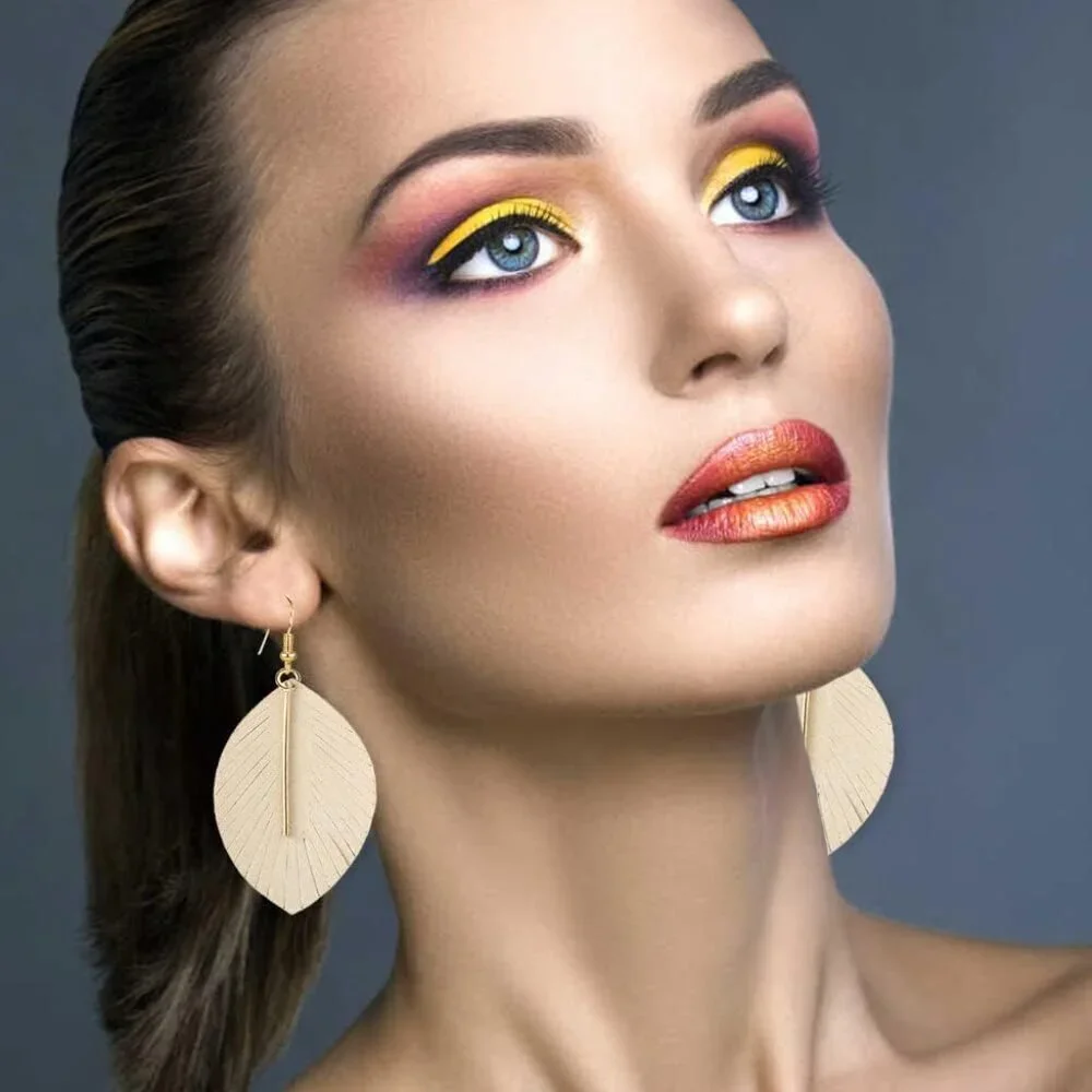 Jewelry | Feather Leather Layered Fringe Earrings For Women Boho ...